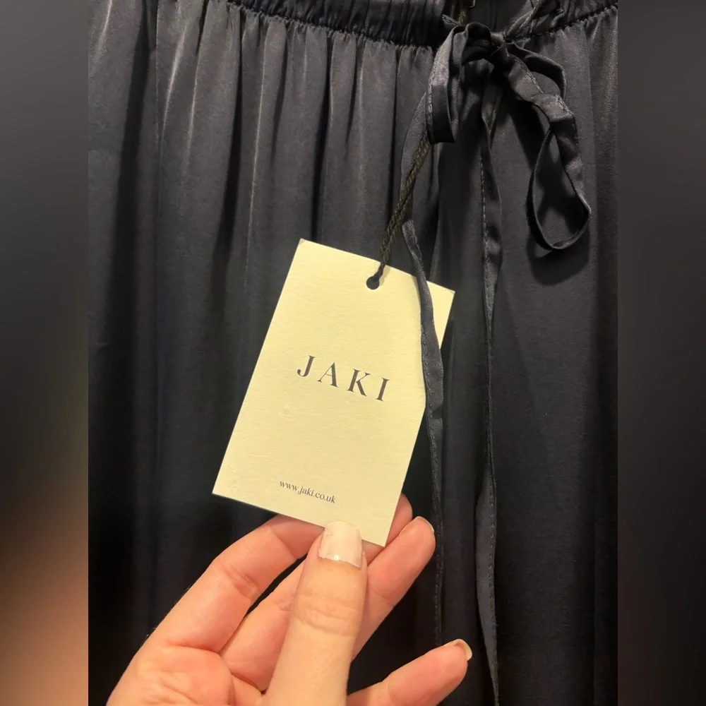 Jaki | Pants & Jumpsuits | Jaki London Nora Drawstring Satin Pants Wide ...